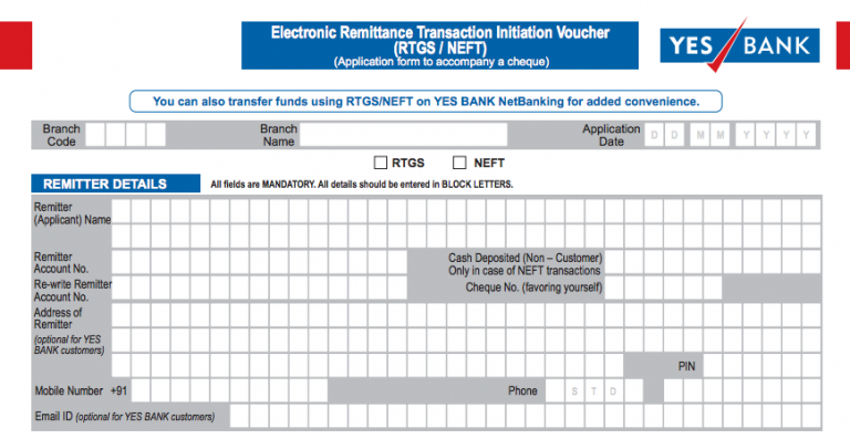 Yes Bank NEFT Form 2025, Timing, Charges and Process