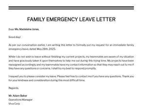 Emergency Leave Letter Format, emergency leave application