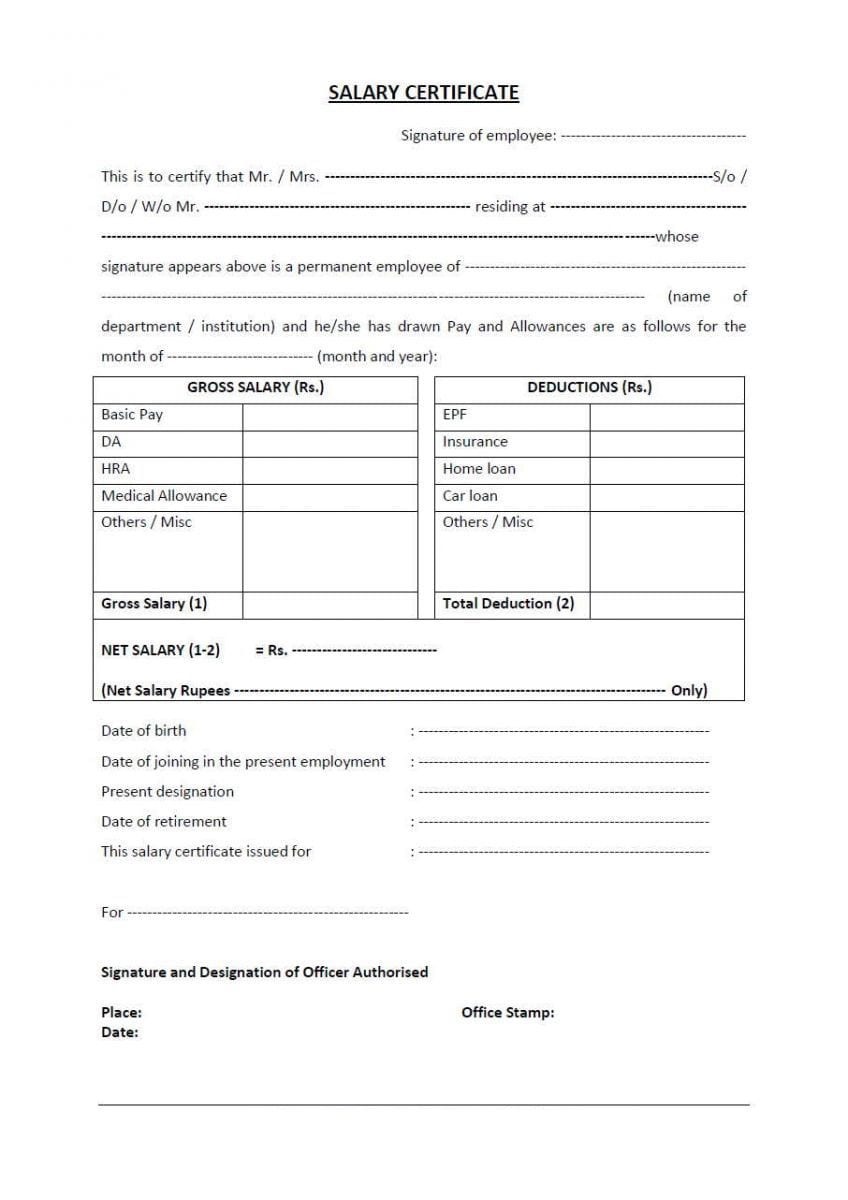 Salary Certificate Format 2025: Word, Excel, PDF Format
